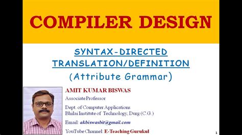 attributed grammar s attributed and l attributed syntax directed definition compiler design