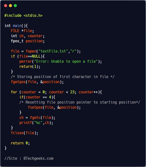 fsetpos c library function btech geeks
