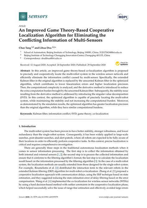 pdf an improved game theory based cooperative localization algorithm for eliminating the