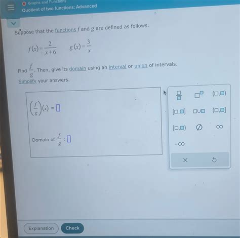 solved graphs and functionsquotient of two functions