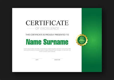 Plantilla De Vector De Certificado De Excelencia Vector Premium