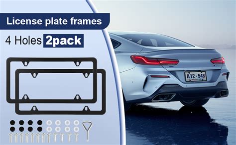 Amazon Quanqiufei Pack Black License Plate Frames Stainless