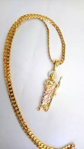 Medalla De San Judas Tadeo Y Cadena Oro Laminado K En Venta En