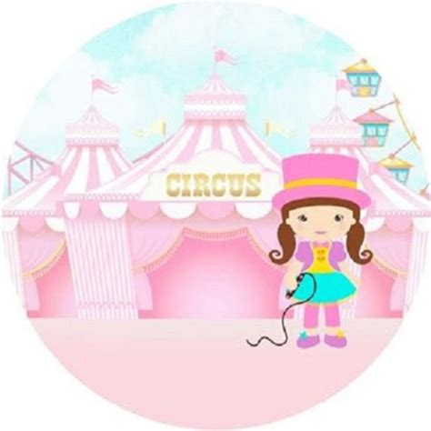 Painel Redondo Tecido Sublimado D Circo Rosa Frd Felicit