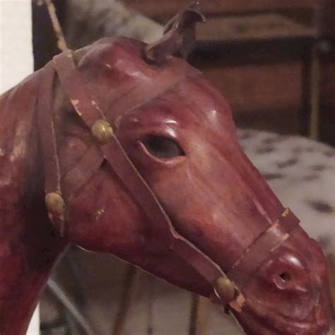 figurine de cheval en cuir des années 60 Marron Animal