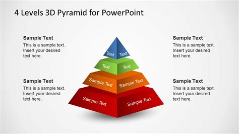 4 Levels 3D Pyramid Template For PowerPoint SlideModel