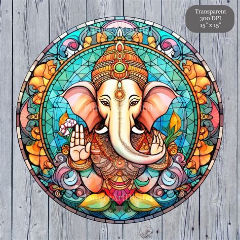 Stained Glass Ganesha Digital Clipart Stained Glass Window Ganesha