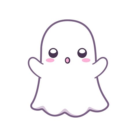 Kawaii Ghost Clipart Doodle Scary Cute Halloween Ghost Cartoon Vector