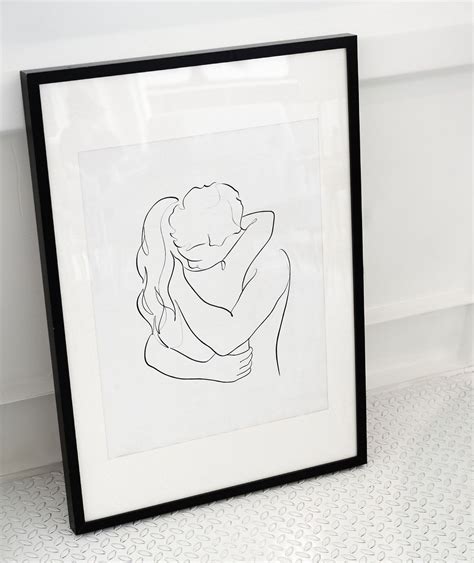 Line Art Couple Print Couple Hugging Art Abstract Couple Etsy