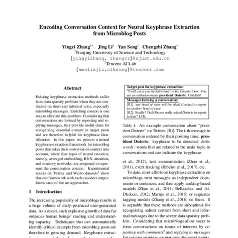 encoding conversation context for neural keyphrase extraction from microblog posts acl anthology