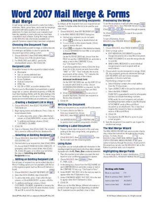 Microsoft Word 2007 Mail Merge Forms Quick Reference Guide By Beezix