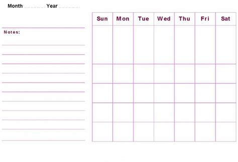 Printable Blank Monthly Calendar Activity Shelter