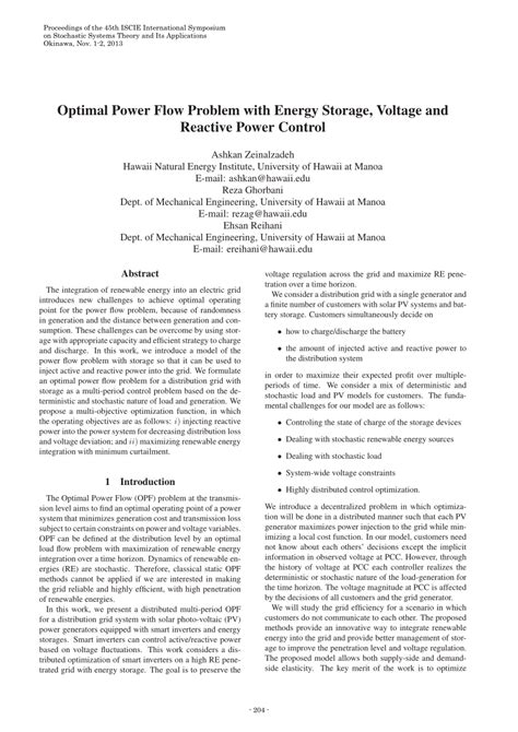 pdf optimal power flow problem with energy storage voltage and reactive power control