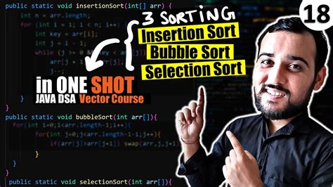 array sorting in java insertion sort bubble sort selection sort java dsa vector course 🔥