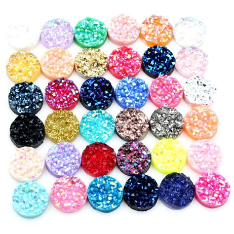 New Fashion 40pcs 8mm 10mm 12mm Mix AB Colors Natural Ore Style Flat