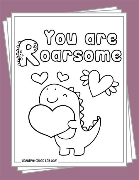 Dinosaur Valentine Coloring Pages Free Printable Pdfs Dinosaur
