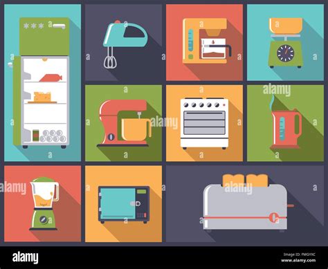 Flat Design Illustration With Kitchen Appliances Stock Vector Image