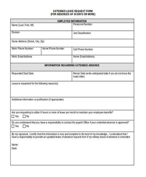 Leave Request Form Template Excel Free Samples Examples Format