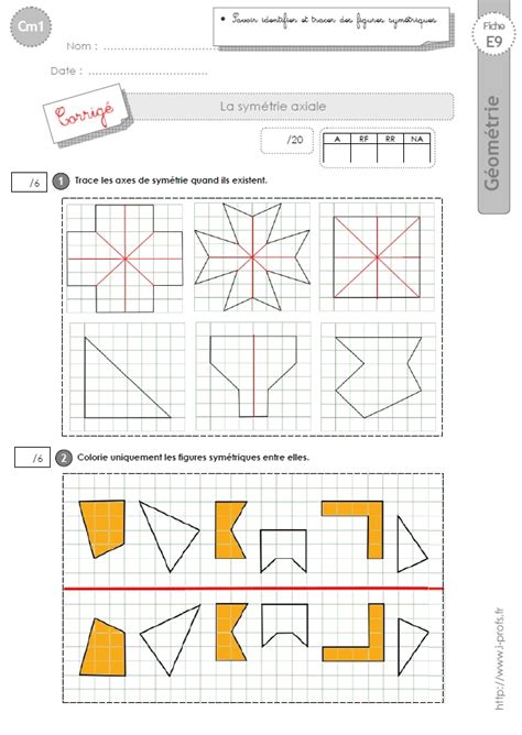 Cm1 Evaluation La SYMETRIE AXIALE