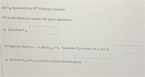 solved let fin represent the nth fibonacci number fill in