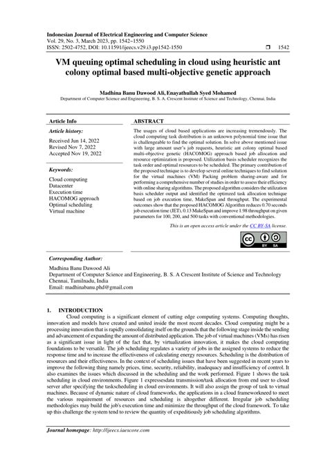 pdf vm queuing optimal scheduling in cloud using heuristic ant colony optimal based multi