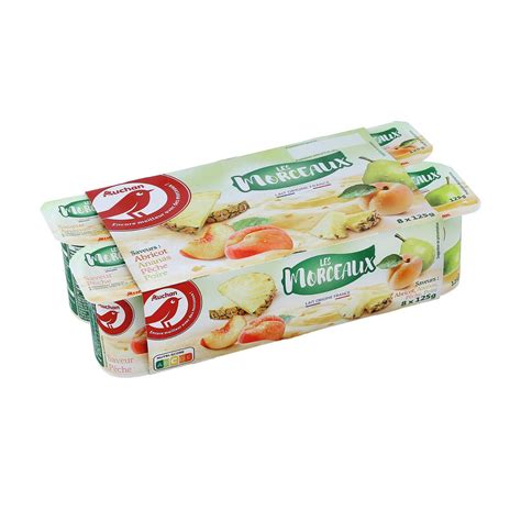 AUCHAN Yaourt Aux Fruits Jaunes Avec Morceaux 8x125g Pas Cher Auchan Fr