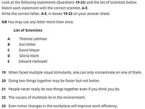 Matching Information Questions Ielts Reading