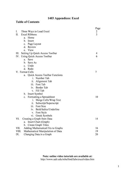 Fillable Online Appendices Excel Fax Email Print Pdffiller