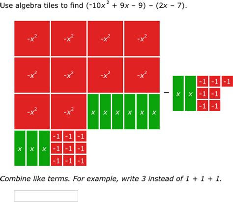 ixl add and subtract polynomials using algebra tiles 2nd year maths practice