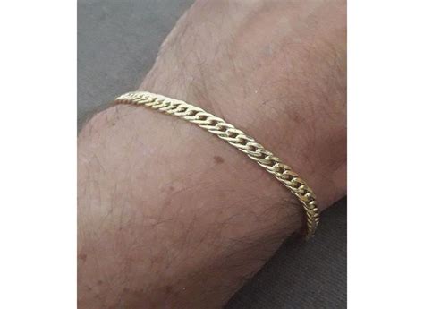Pulseira De Ouro 18k Masculina Groumet Elo Duplo C Fecho Gaveta 19