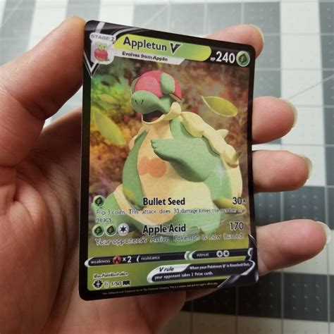Appletun V Full Art Rainbow Rare Holo Custom Orica Pokemon Etsy