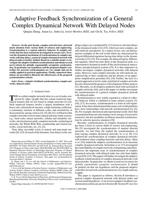 pdf adaptive feedback synchronization of a general complex dynamical network with delayed nodes