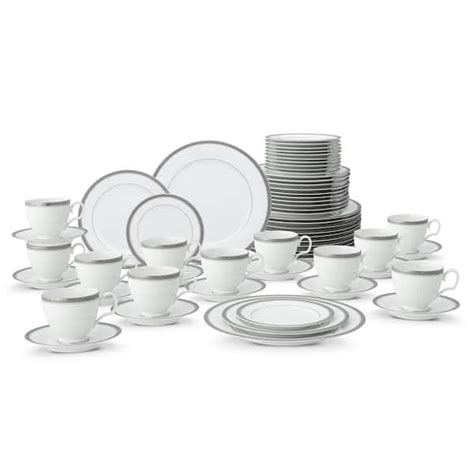 Noritake Charlotta Platinum 60 Piece Dinnerware Set Platinum