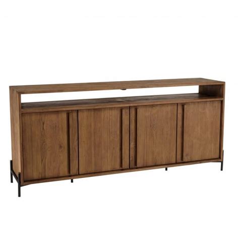 MACABANE ALIDA Buffet 4 portes 2 niches en bois de teck recyclé