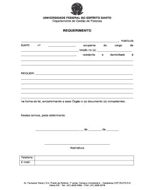 Preenchível Disponível progep ufes Requerimento para todos os fins