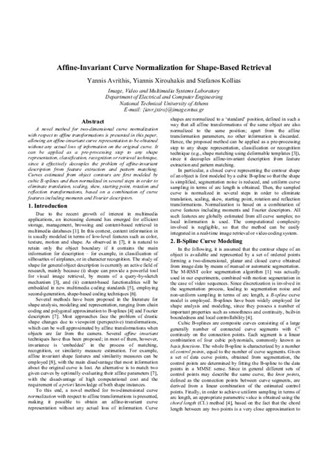 pdf affine invariant curve normalization for shape based retrieval yannis avrithis