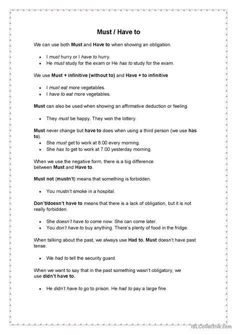 Must Have To English ESL Worksheets Pdf Doc
