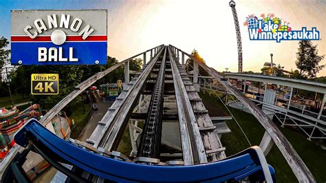 Cannon Ball Roller Coaster On Ride Front Seat 4K POV Lake Winnepesaukah