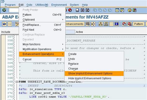 SAP ABAP 4 Tutorial User Exit Implicit Enhancement