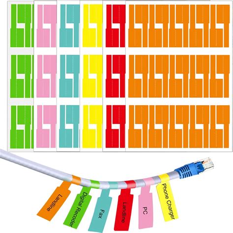 Cable Labels 6 Colours 180 Pcs Self Adhesive Cable Markers Waterproof