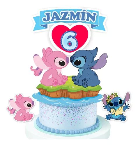 Cake Topper Kit Imprimible Adorno Torta Stitch M4