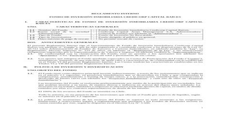 REGLAMENTO INTERNO FONDO DE INVERSIÓN Proyectos Inmobiliarios por