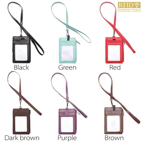 Multifunctional Name Badge Holder Work Card Holder PU Leather RFID