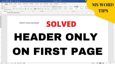 microsoft word header on first page only topwaves
