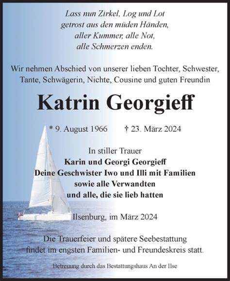 Traueranzeigen Von Katrin Georgieff Abschied Nehmen De