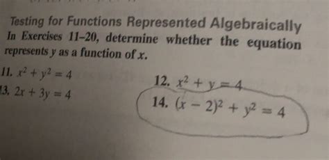 solved testing for functions represented algebraically in