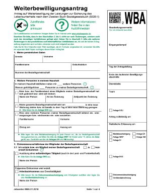 Ausfüllbar Online Alg II Weiterbewilligungsantrag Antrag auf