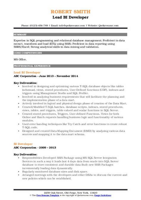 Sample Resume For Experienced Power Bi Developer Teanagasawad