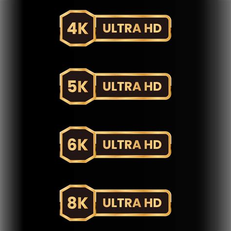 Golden 8K 6K 5k 4k Ultra HD Video Resolution Icon Logo Set 11251948