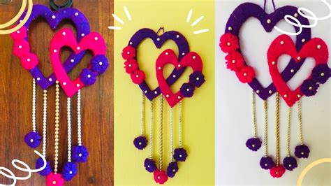 Heart Shaped Wall Hanging Diy Easy Woolen Wall Hanging Craft Ideas